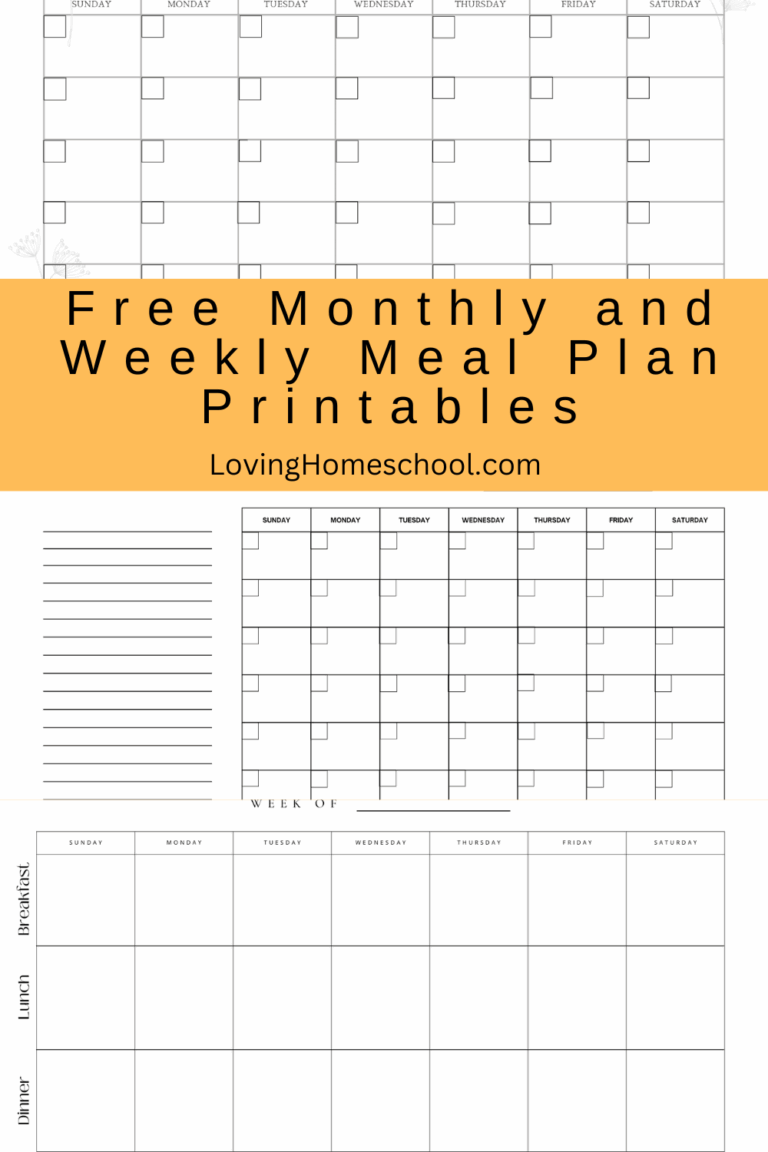 Free Monthly and Weekly Meal Plan Printables - LovingHomeschool.com