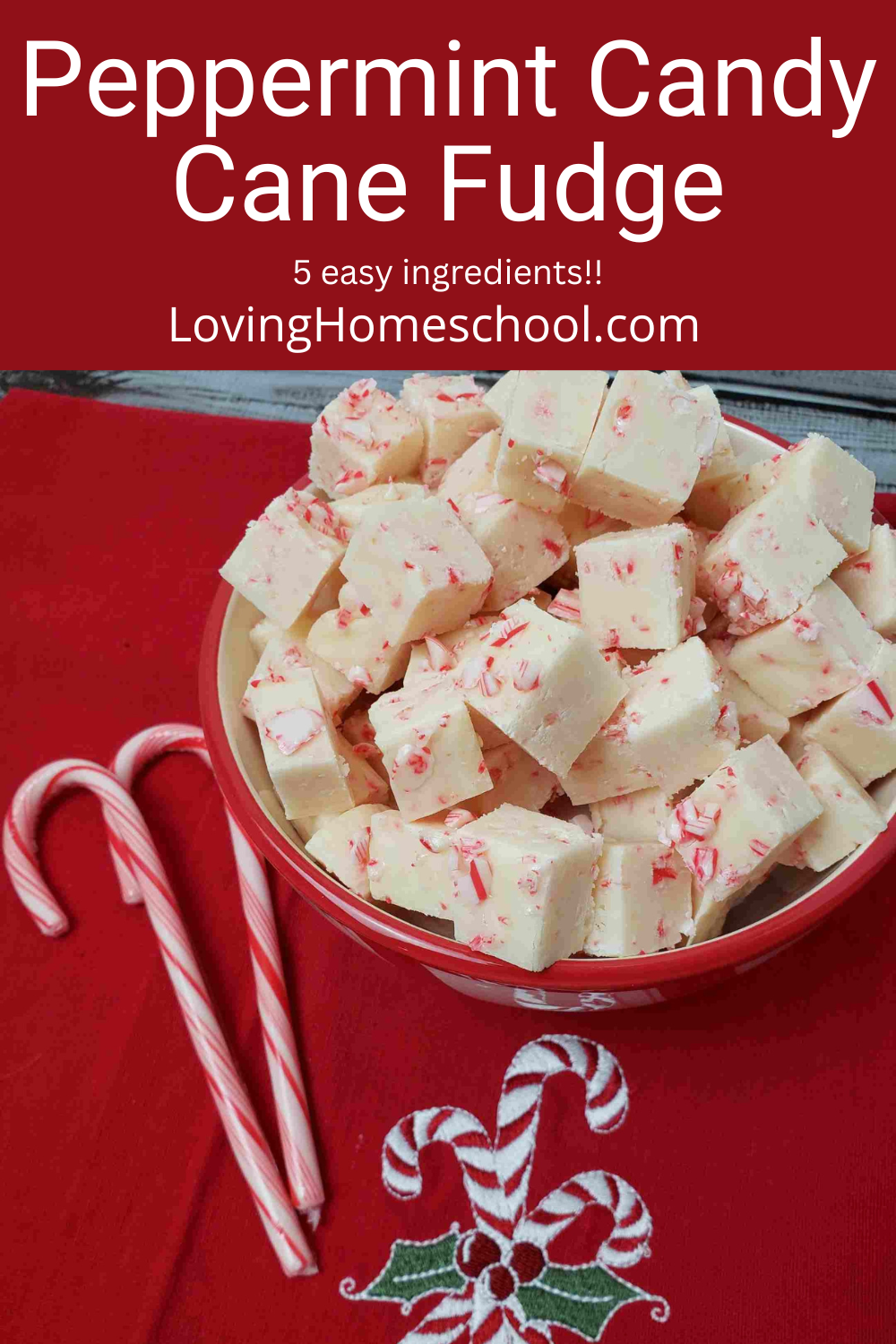 Peppermint Candy Cane Fudge - LovingHomeschool.com